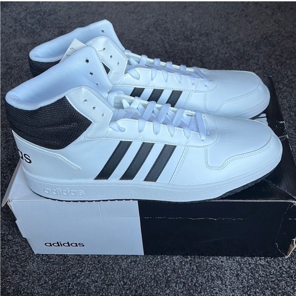 adidas | Shoes | Adidas Mens White And Black Hoops 2 Hightop Basketball ...